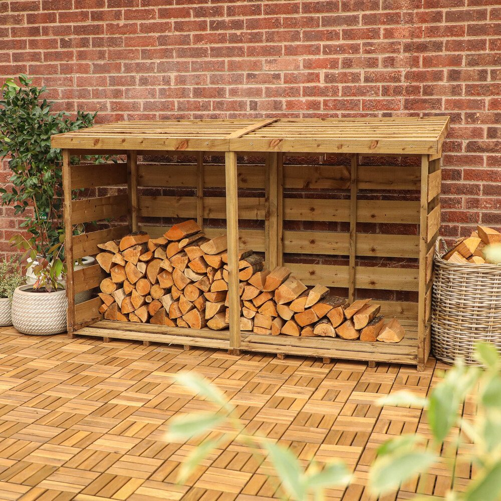 6 x 3 Mercia Budget Double Log Store - Pressure Treated - elbec garden ...