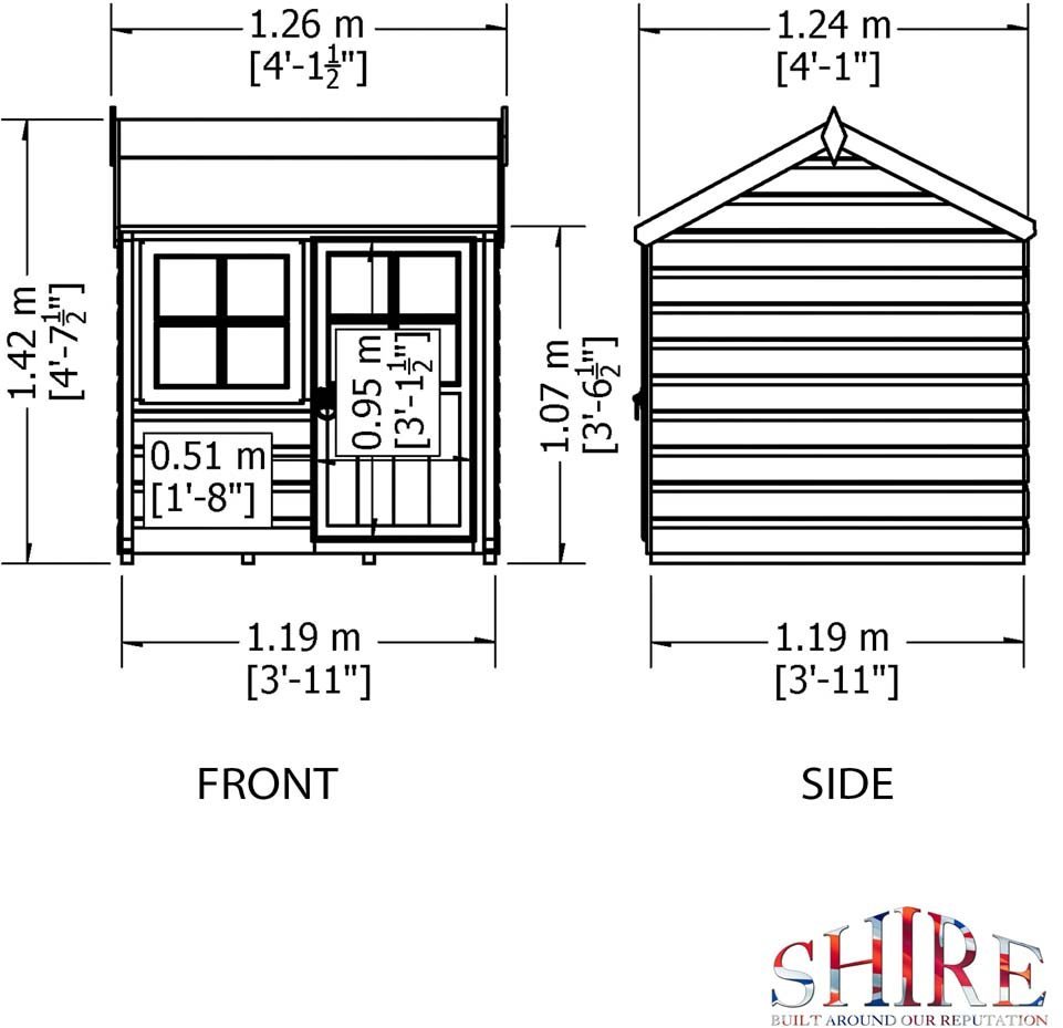 Shire Bunny Playhouse 4 x 4 (1.19m x 1.19m) - elbec garden buildings