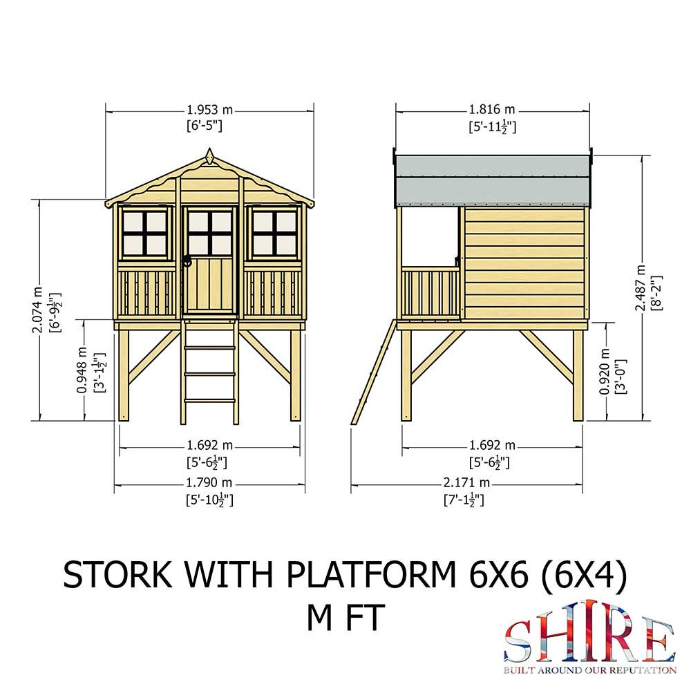 Shire Stork Playhouse inc platform 6 x 6 (1.79m x 1.79m) - elbec garden ...