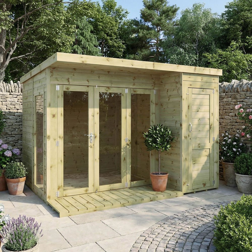 Mercia Garden Room Summerhouse with Side Shed 10 x 8 - elbec garden ...