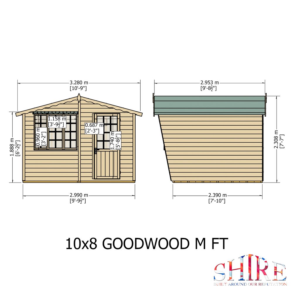 10 x 8 Shire Gold Goodwood Summerhouse - elbec garden buildings