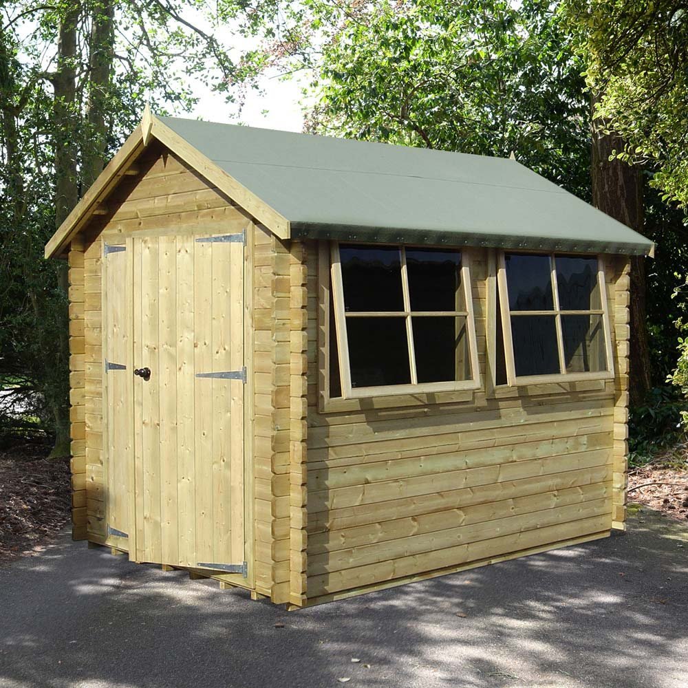 Shire Solway Log Cabin 8G x 14 - 28mm to 70mm Logs - elbec garden buildings