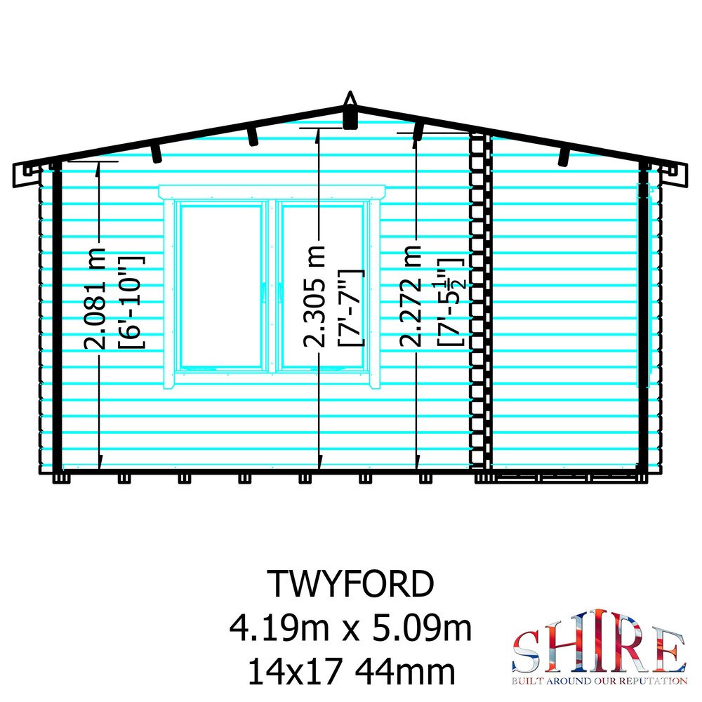 Shire Twyford Log Cabin 14G x 17 - 34mm to 70mm Logs - elbec garden ...