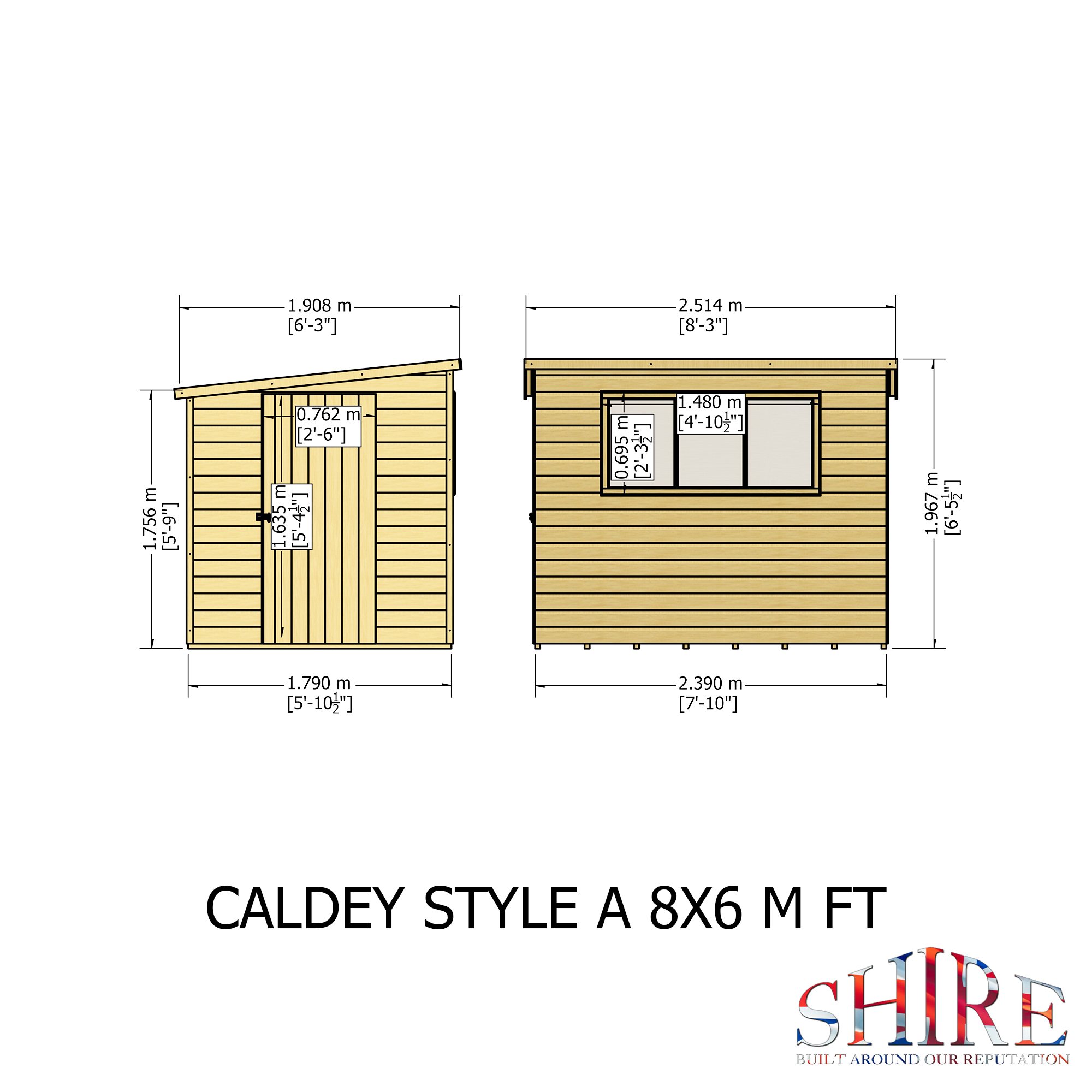 8 x 6 Shire Caldey Professional Pent Shed - elbec garden buildings