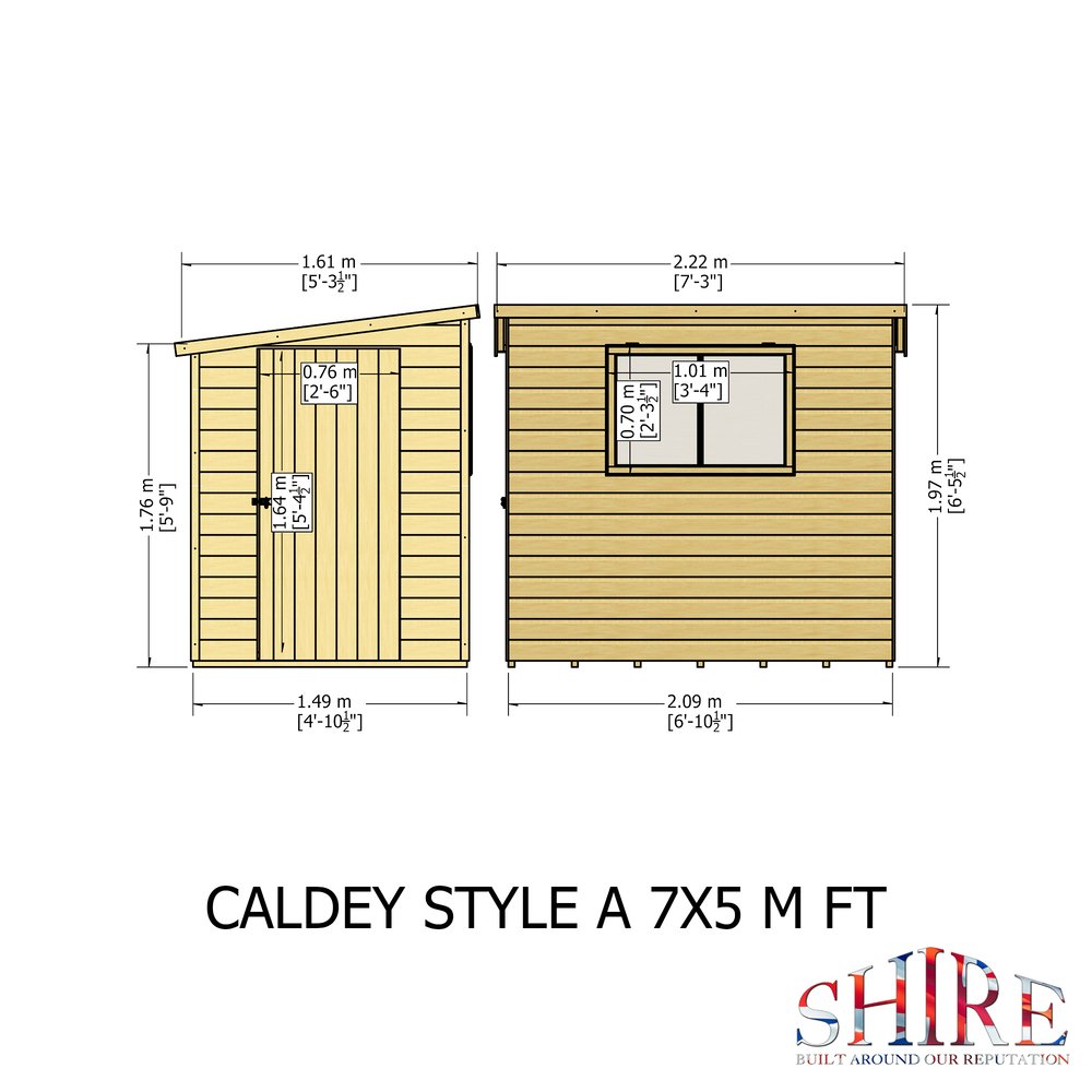 7 x 5 Shire Caldey Professional Pent Shed - elbec garden buildings