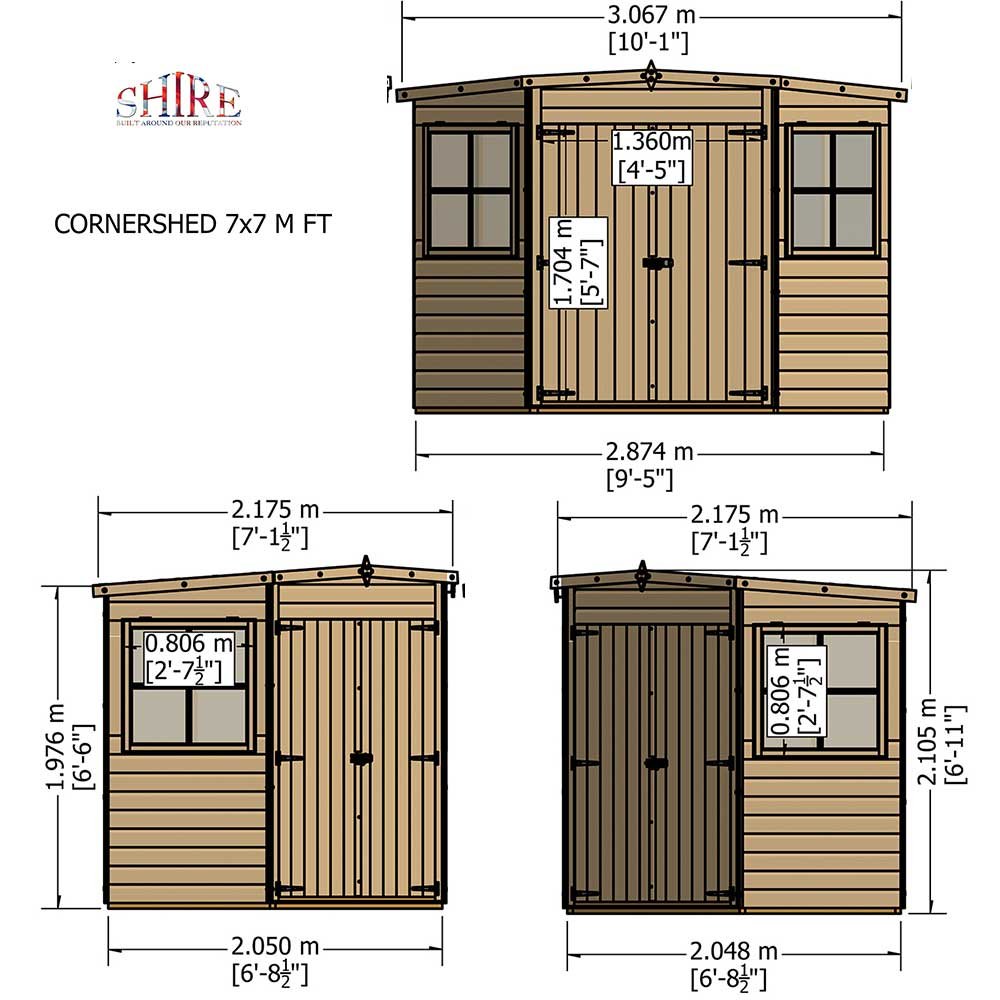 7 x 7 Shire Corner Pressure Treated Shed - elbec garden buildings