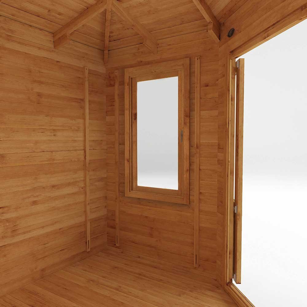 10 x 10 Mercia Corner Log Cabin 28mm Logs - double glazed as standard ...