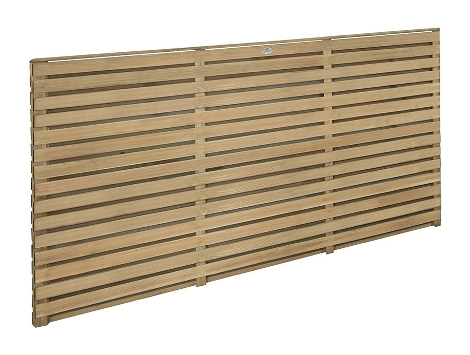 3ft High x 6ft Wide Forest Double-Sided Slatted Fence Panel - Pressure ...