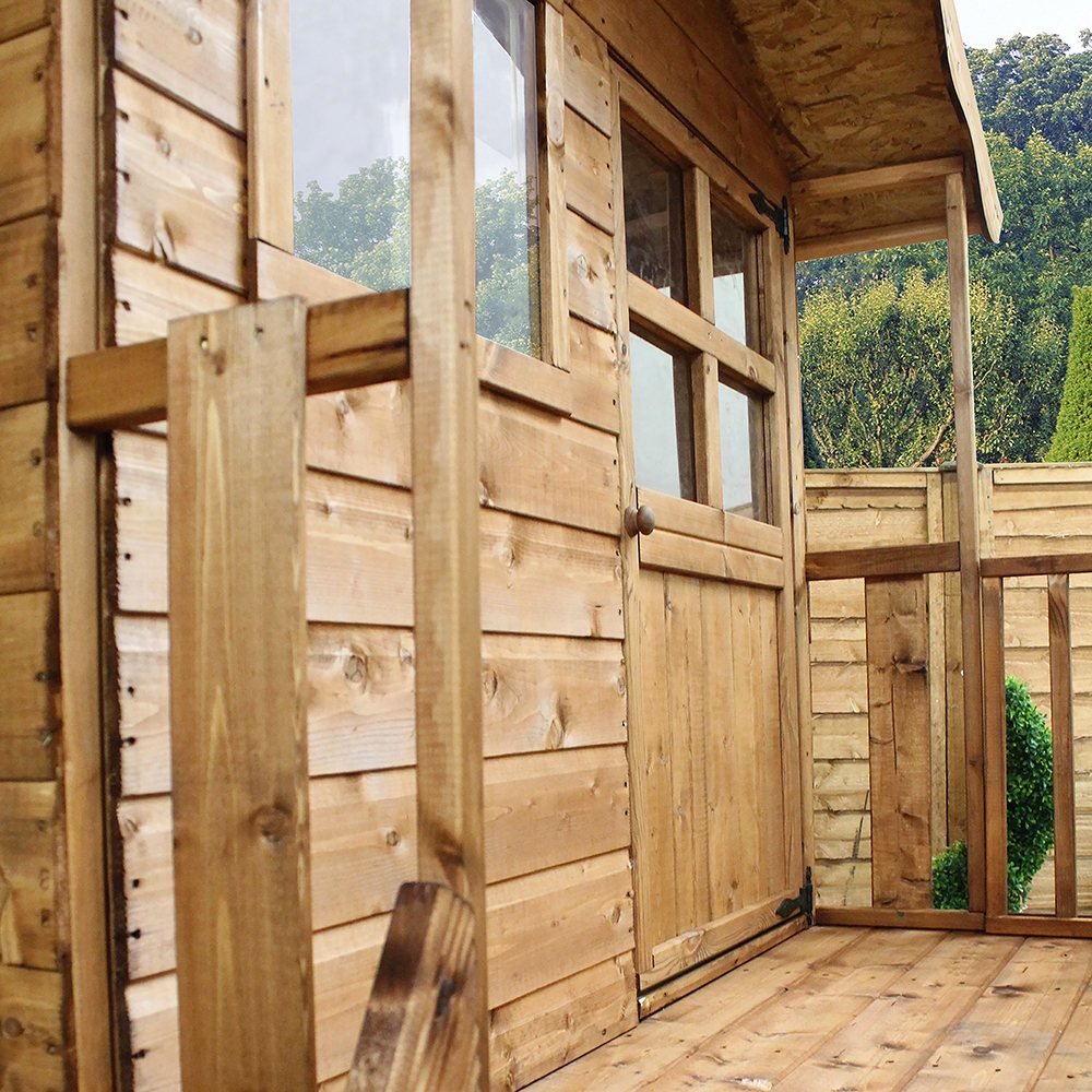 5 x 5 (1.49m x 1.51m) Mercia Poppy Playhouse with Tower - elbec garden buildings