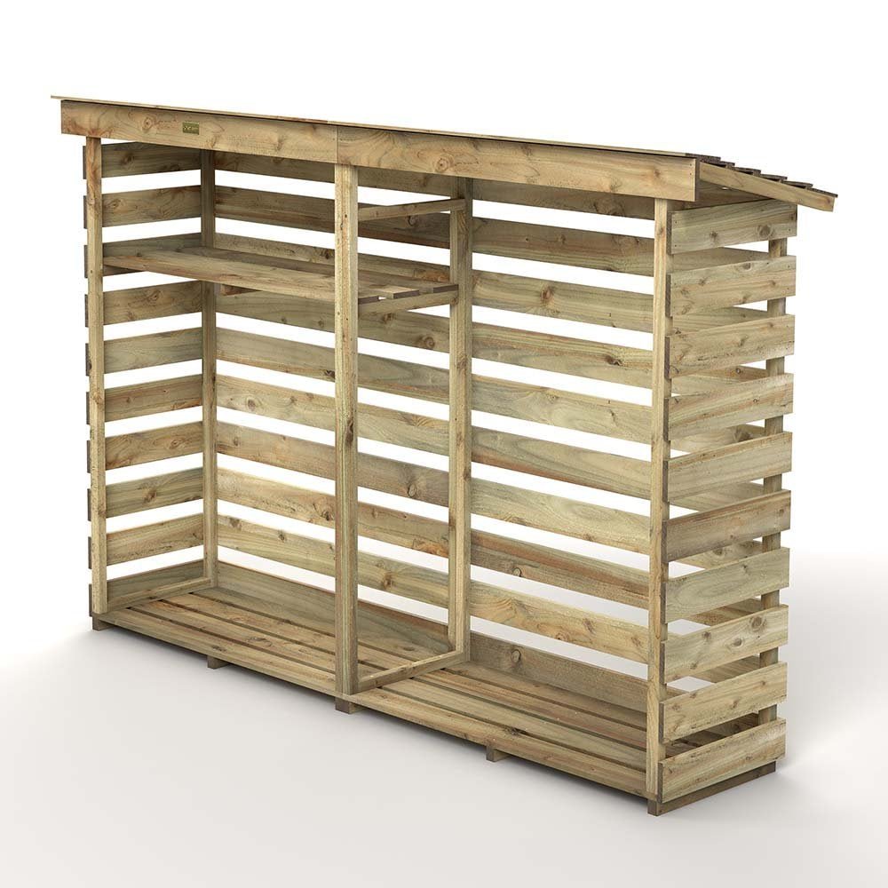 8 x 2 Rowlinson Large Log Store with Shelf - elbec garden buildings