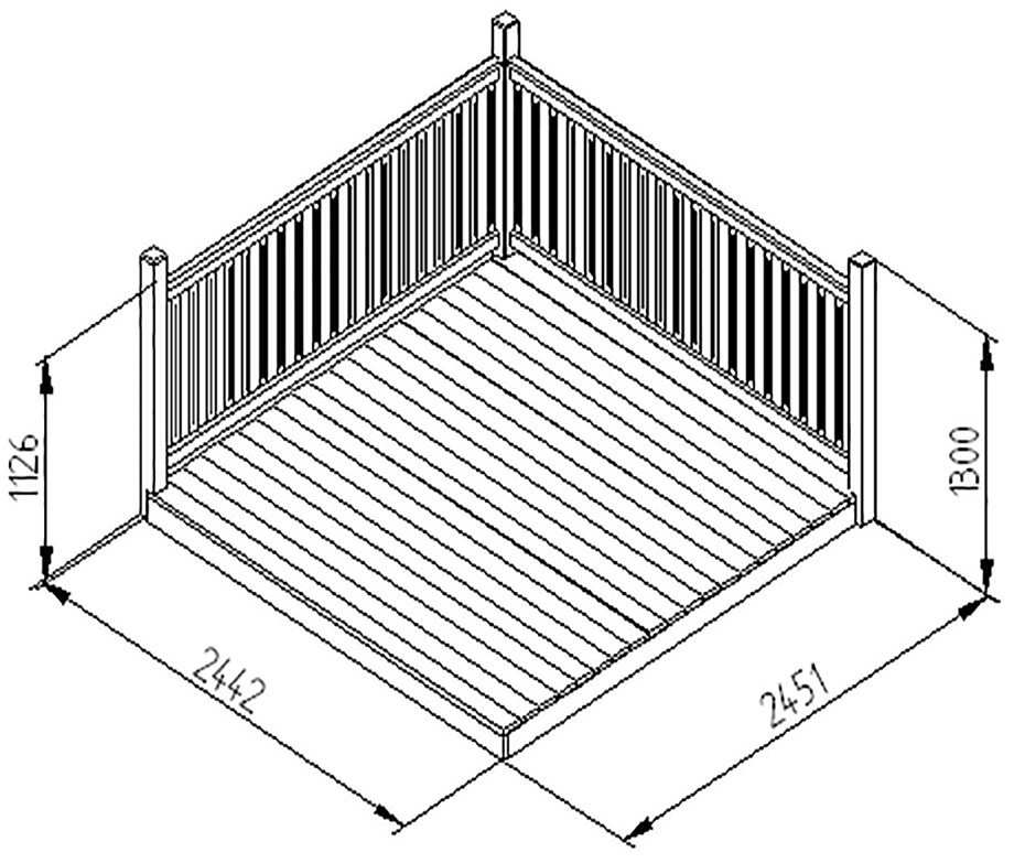 8 x 8 (2.49m x 2.46m) Patio Deck Kit - elbec garden buildings