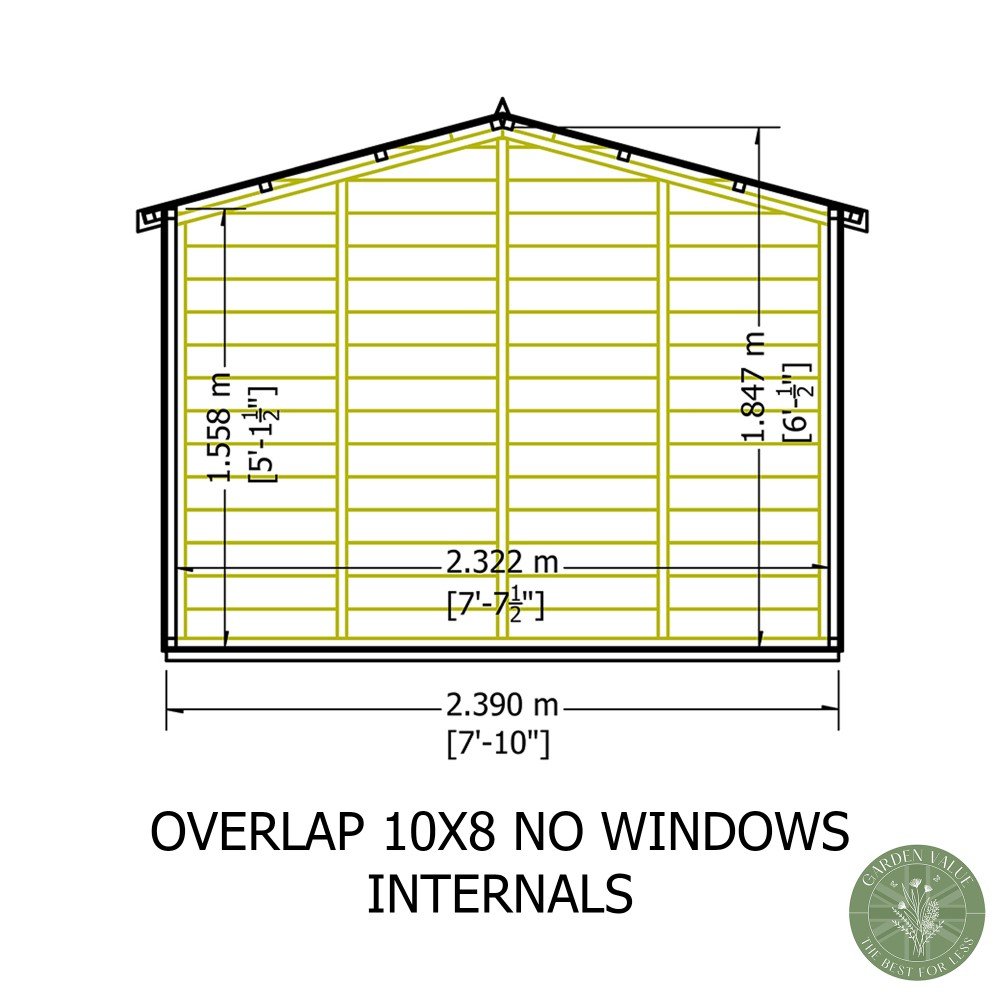 Shire 10 x 8 Overlap Apex Garden Shed - No Windows - elbec garden buildings