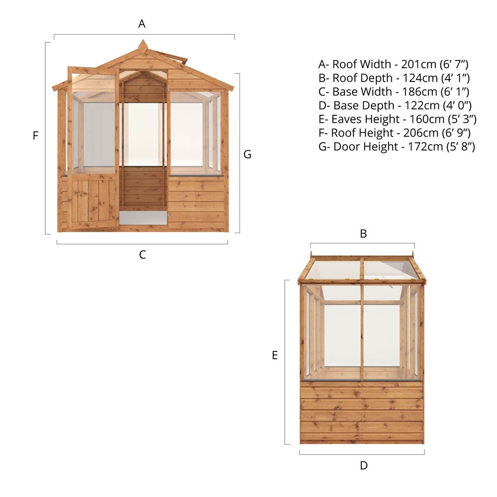 4 x 6 Mercia Traditional Wooden Greenhouse - elbec garden buildings