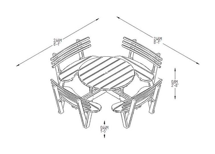Forest Circular Picnic Table With Seat Backs - 8 Seater - elbec garden ...