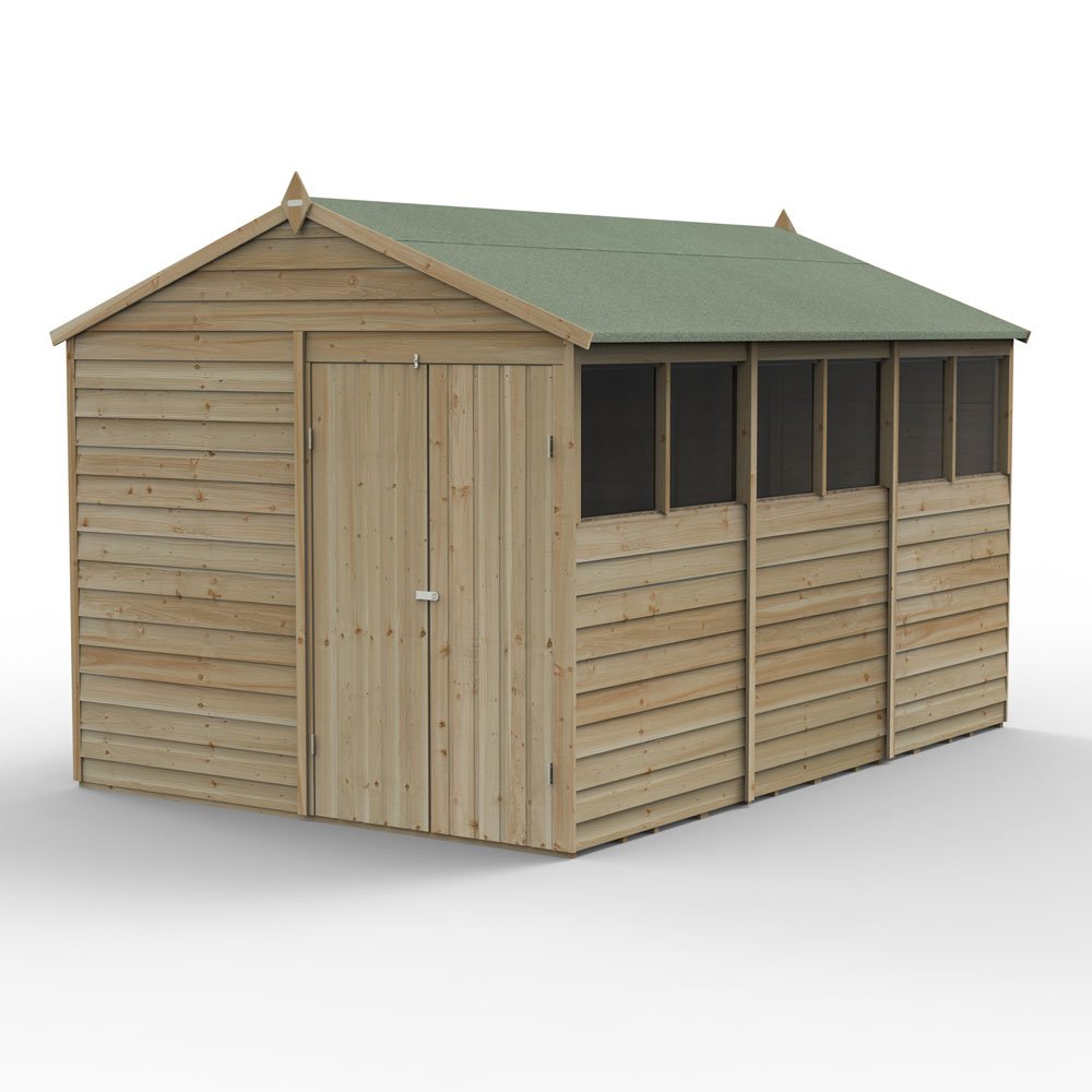 12x8 Forest Overlap Apex Shed - Pressure Treated - elbec garden buildings