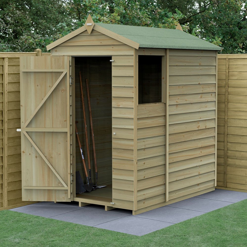 6x4 Forest Overlap Apex Shed - Pressure Treated - elbec garden buildings