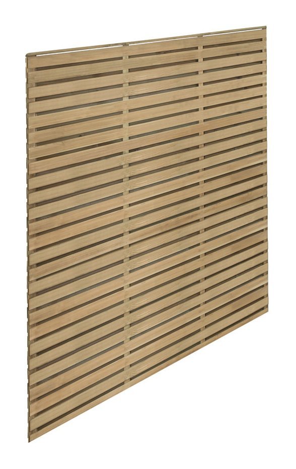 5ft High Forest Contemporary Double-Sided Slatted Fence Panel ...