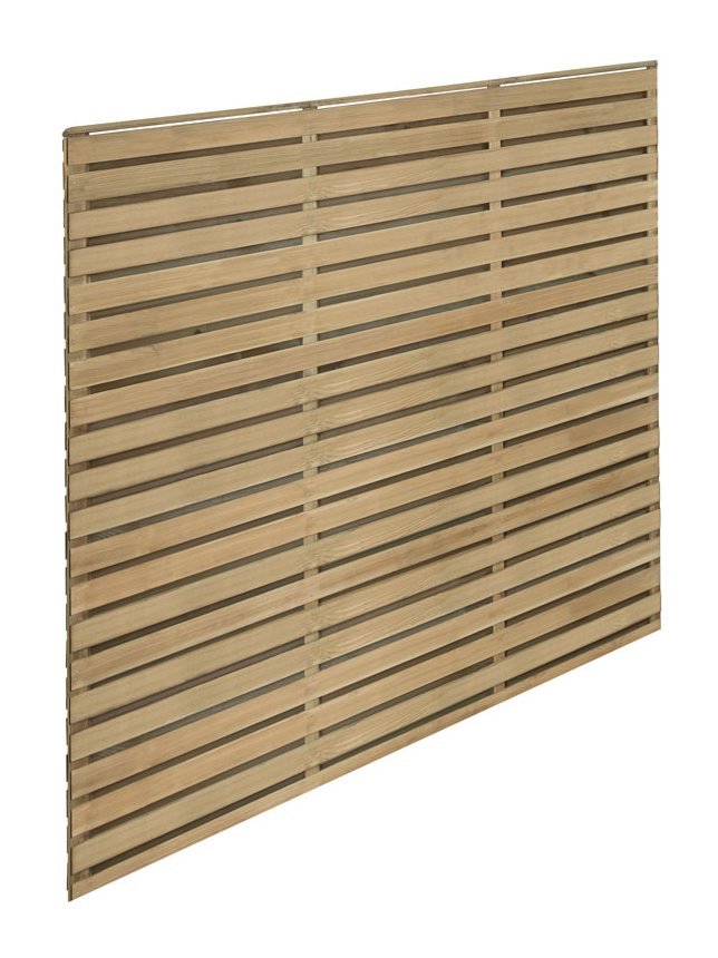 4ft High Forest Contemporary Double-Sided Slatted Fence Panel ...