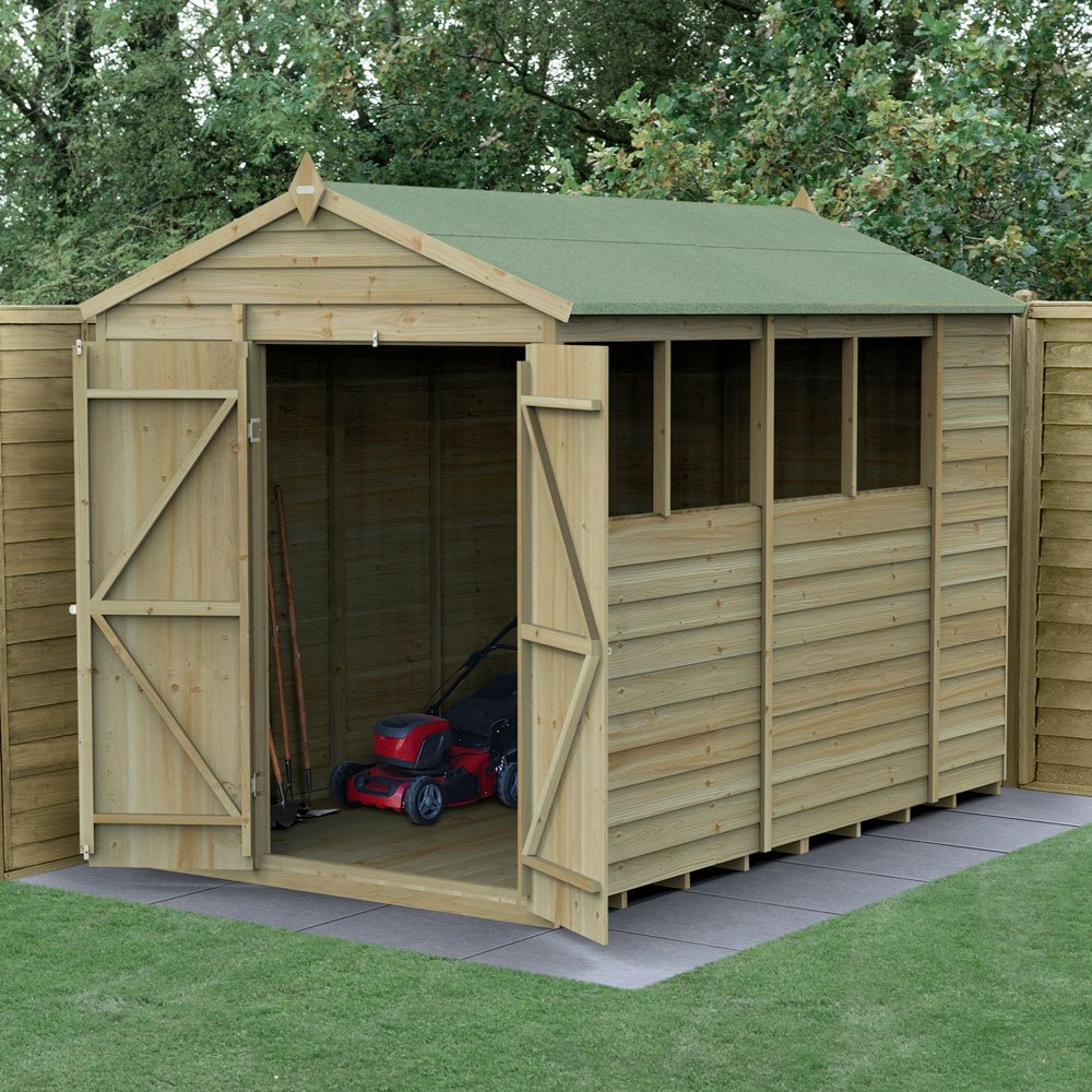 10 x 6 Forest Overlap Apex Shed with Double Doors - Pressure Treated ...