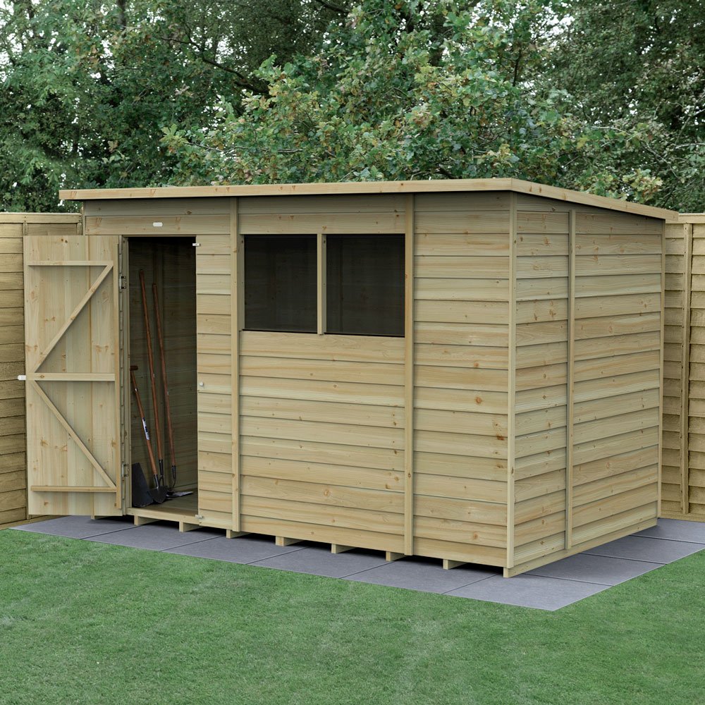 10 x 6 Forest Overlap Pent Shed - Pressure Treated - elbec garden buildings