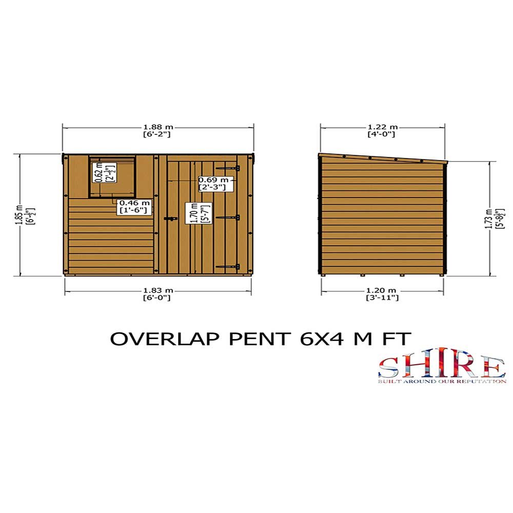 6 x 4 Shire Overlap Pent Shed - elbec garden buildings