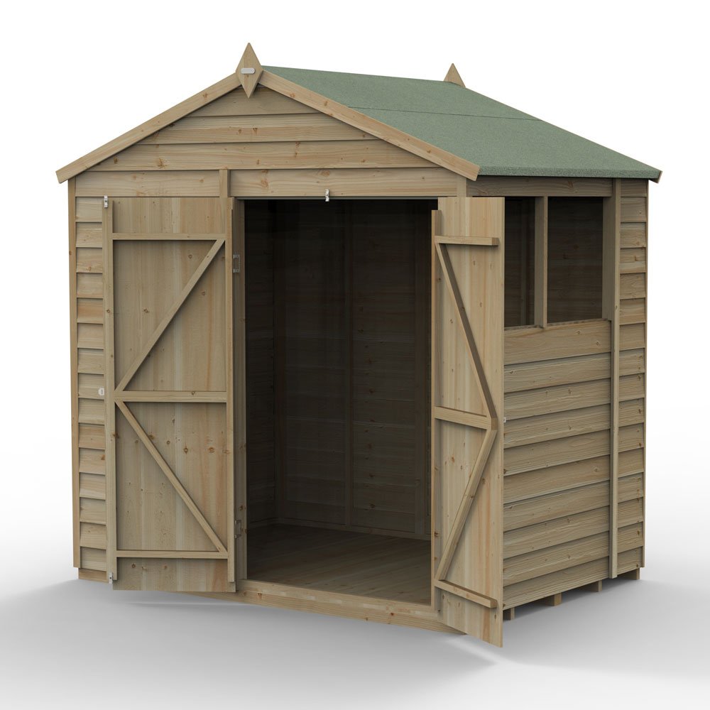 7x5 Forest Overlap Shed with Double Doors - Pressure Treated - 14mm ...