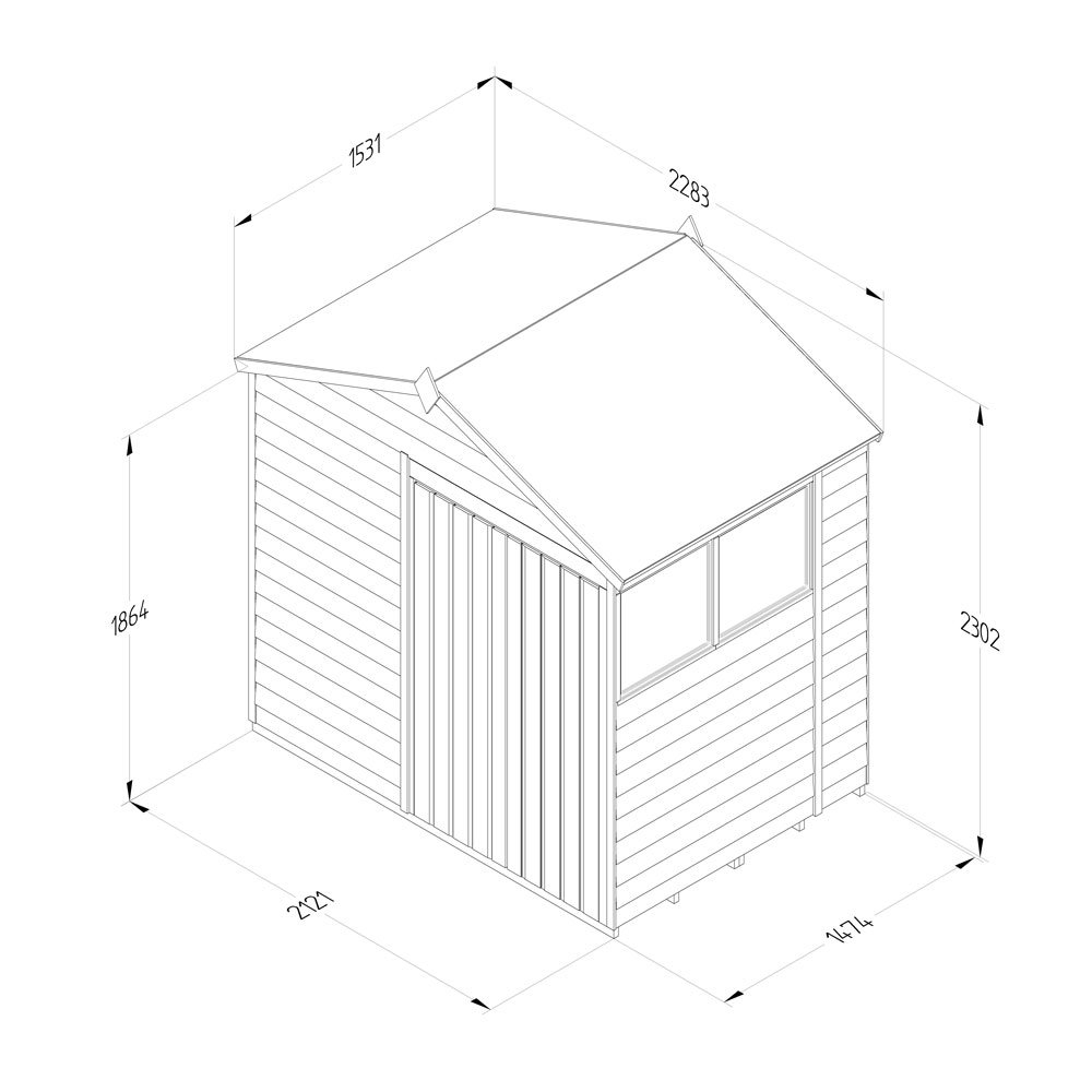7x5 Forest Overlap Shed with Double Doors - Pressure Treated - 14mm ...