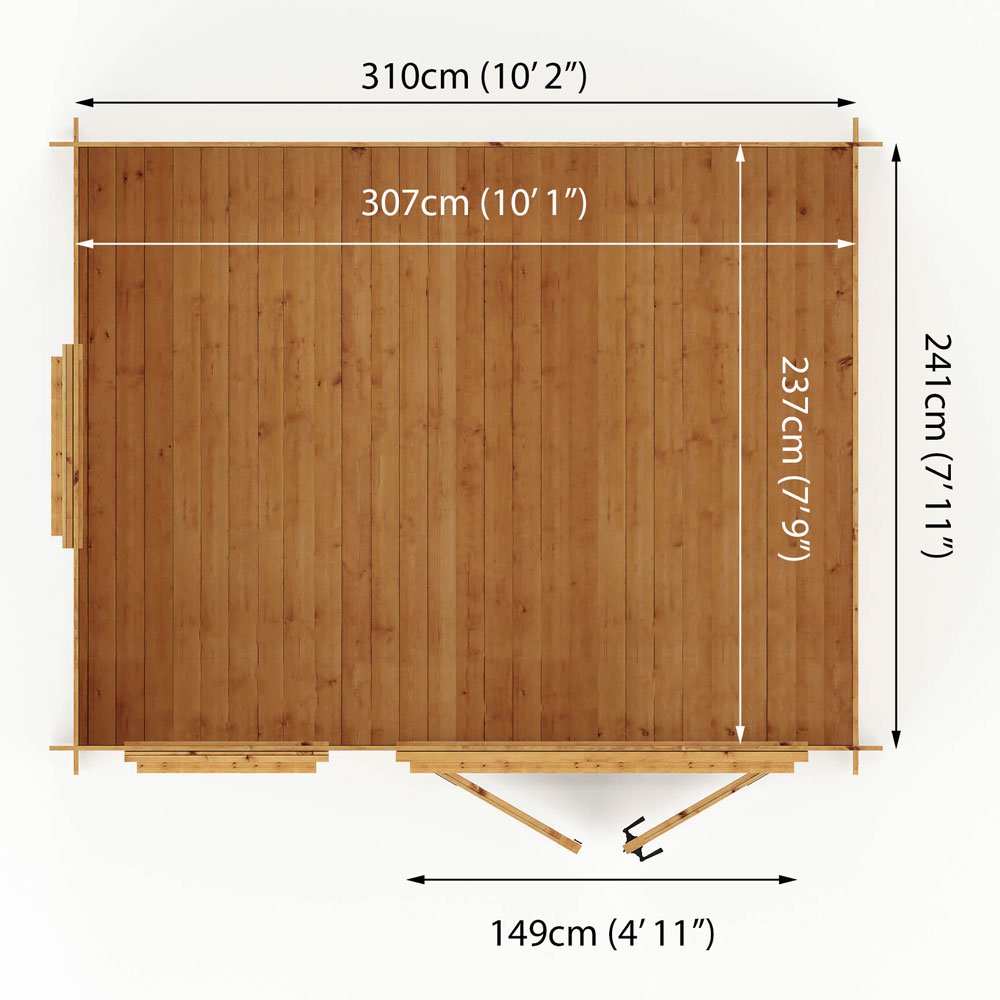 2.6m x 3.3m Mercia Log Cabin 19mm Logs - elbec garden buildings