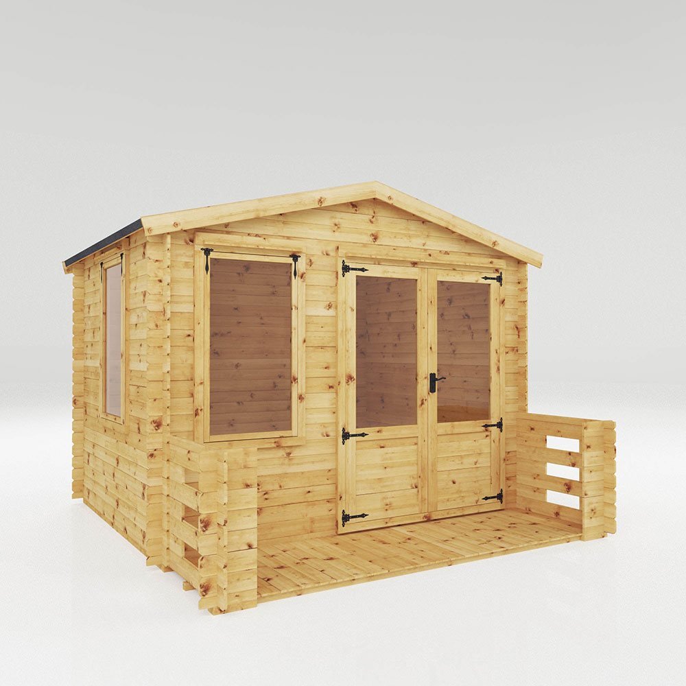 3.3m x 3.4m Mercia Log Cabin with Veranda - 19mm Logs - elbec garden ...