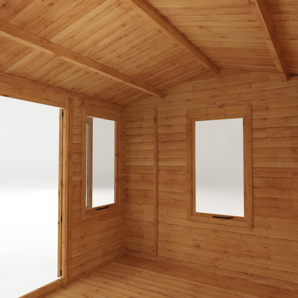 13 x 10 Mercia Reverse Apex Log Cabin in 19mm Logs - elbec garden buildings