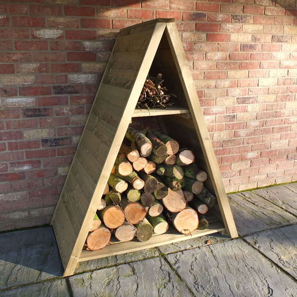 4 x 2 Shire Large Tongue and Groove Triangular Log Store - Pressure ...