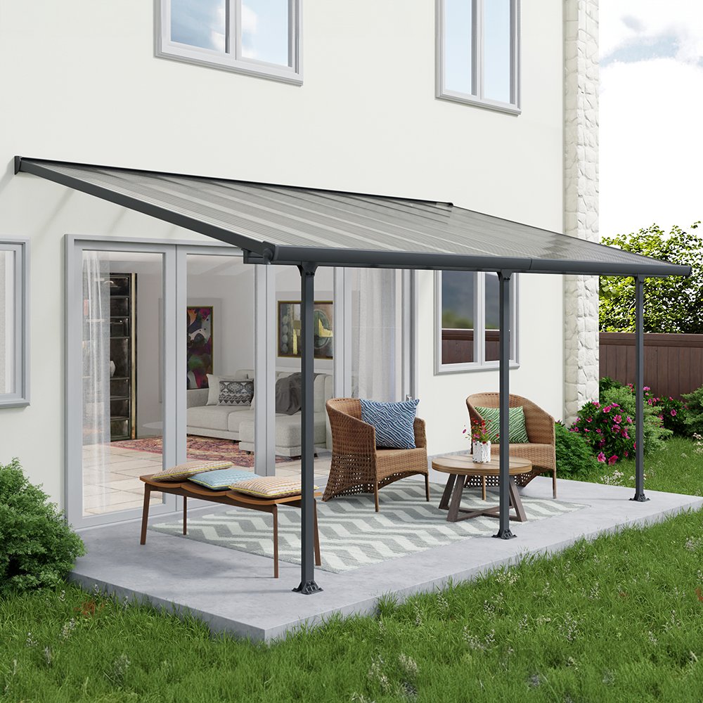 10 x 18 (3.00m x 5.46m) Palram Canopia Feria Patio Cover Grey With ...