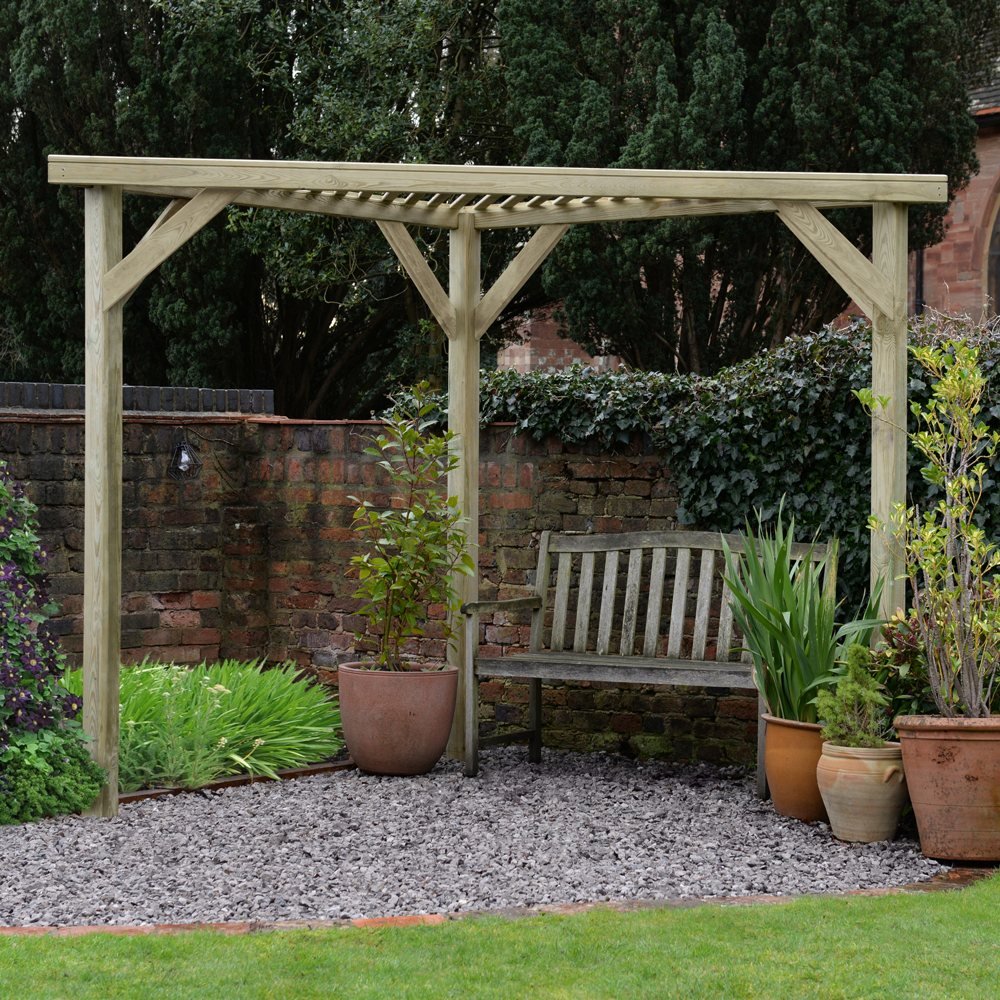 Forest Slatted Corner Pergola - Pressure Treated - elbec garden buildings