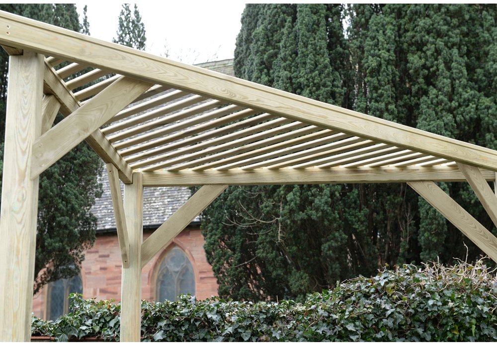 Forest Slatted Corner Pergola - Pressure Treated - elbec garden buildings