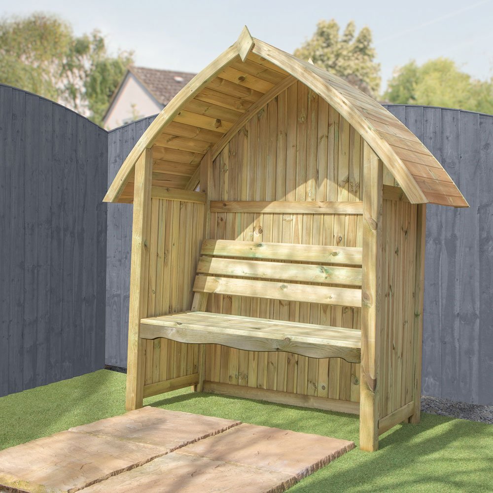 Mercia Arch Top Arbour Seat - Pressure Treated - elbec garden buildings