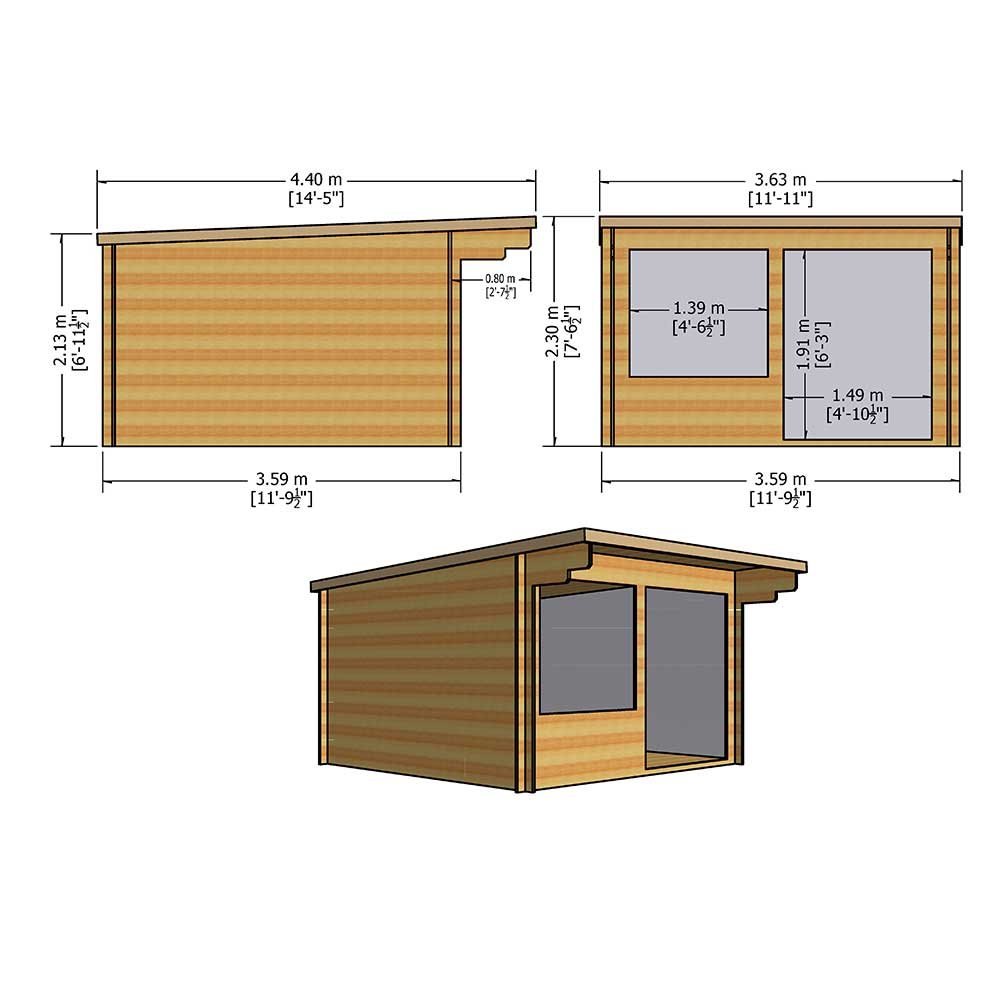 12Gx12 Shire Belgravia Log Cabin (28mm Logs to 44mm Logs) - elbec ...