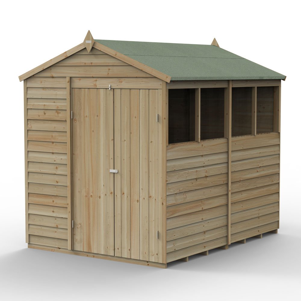 8x6 Forest Overlap Shed with Double Doors - Pressure Treated - 15 year ...