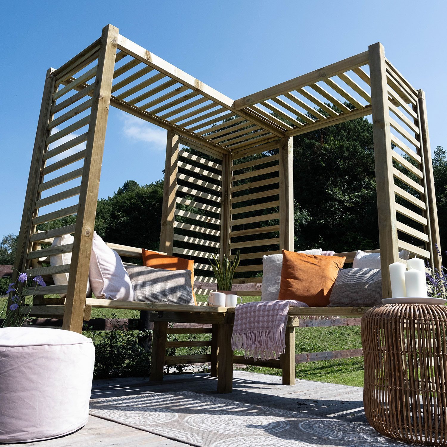 Forest Firenze Corner Garden Arbour Seat - Pressure Treated - 5’11 x 5 ...