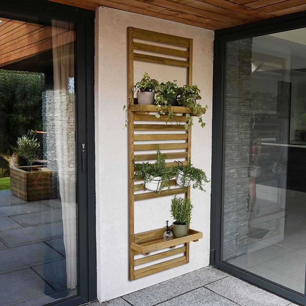 Forest Slatted Tall Wall Planter 2 Shelves - Pressure Treated - 5'11 ...