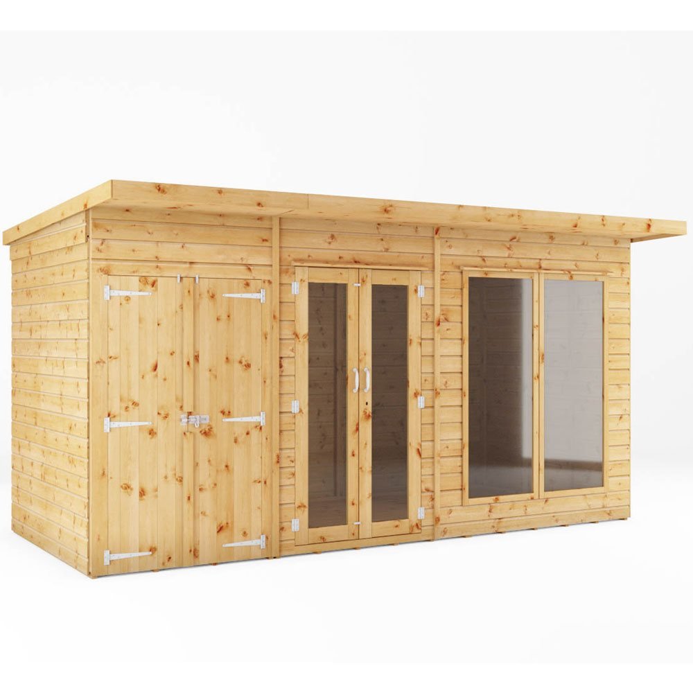14 x 6 Maine Summerhouse with Side Shed - elbec garden buildings