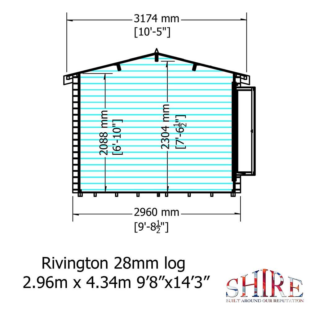10x14 Shire Rivington Corner Log Cabin - elbec garden buildings