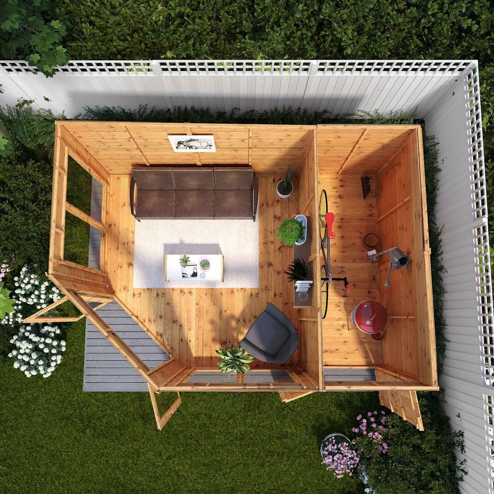 13 x 9 Corner Summerhouse with Shed - elbec garden buildings