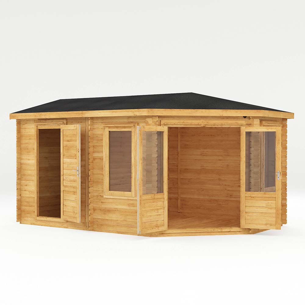 Mercia 5x3 Corner Lodge Plus & Side Shed - elbec garden buildings