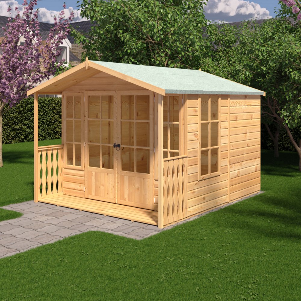 8 x 10 Delmora Summerhouse with Verandah - elbec garden buildings
