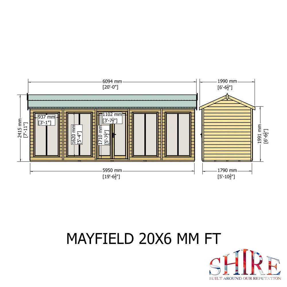 20 x 6 Shire Mayfield Summerhouse - elbec garden buildings