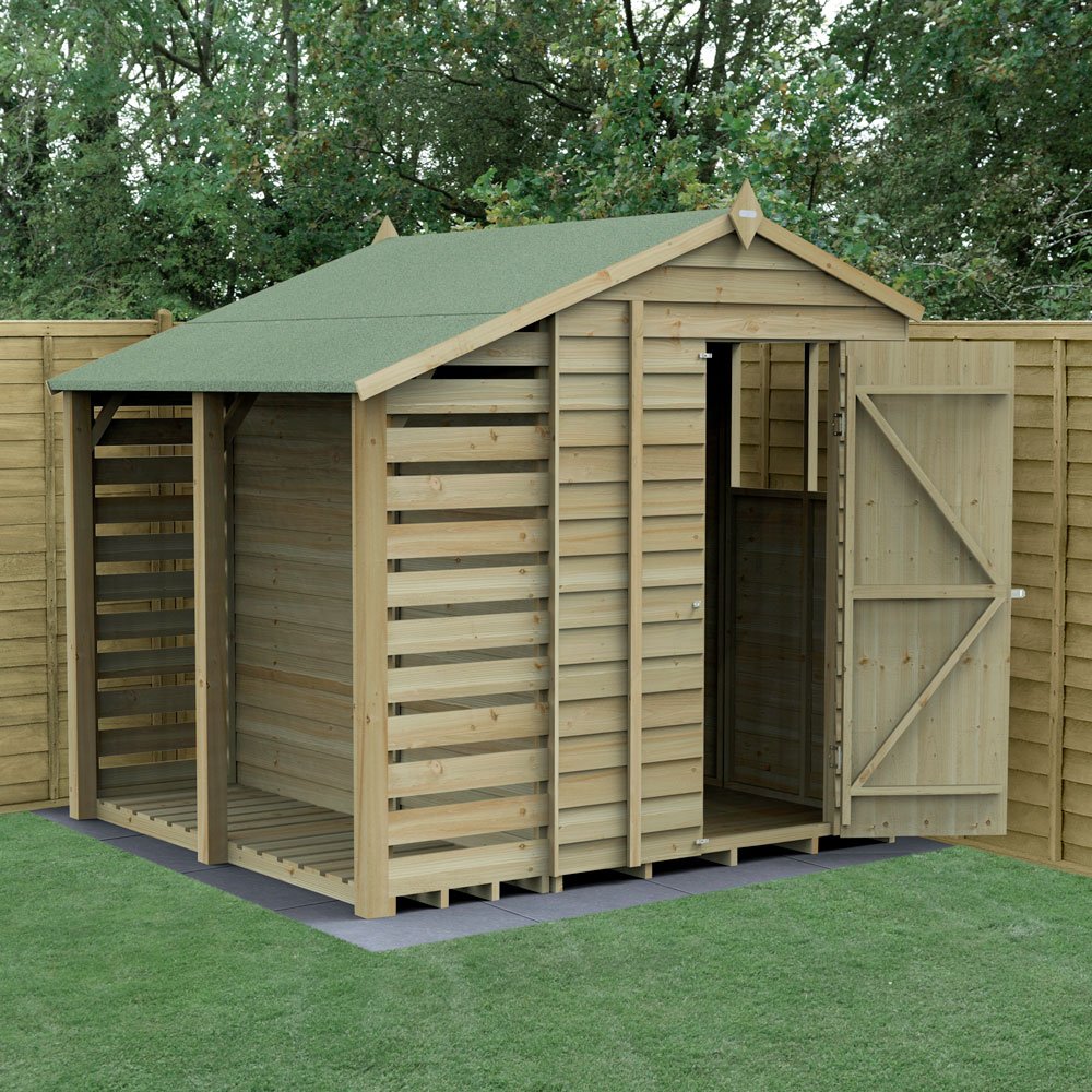 Forest 7x5 4Life Apex Shed with Lean-to - elbec garden buildings