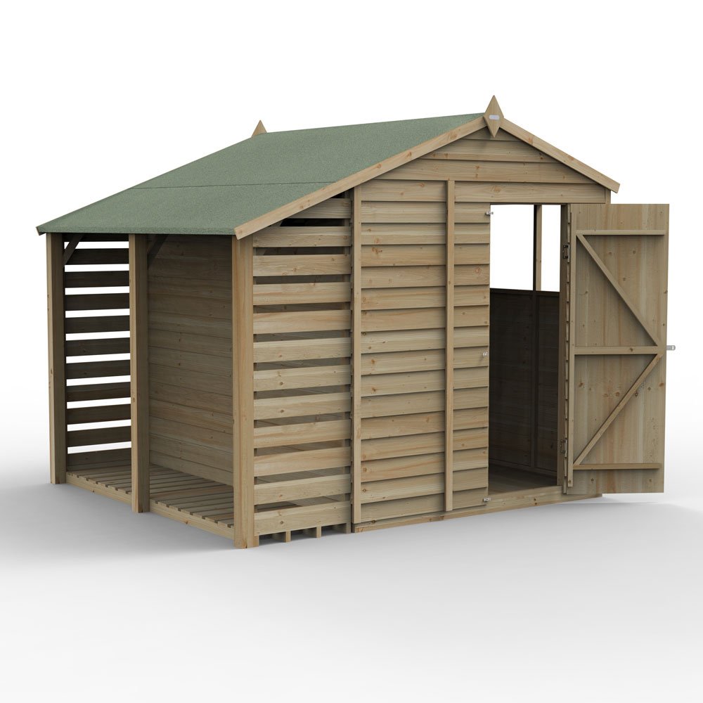 Forest 8x6 4Life Apex Shed & Lean-to - elbec garden buildings
