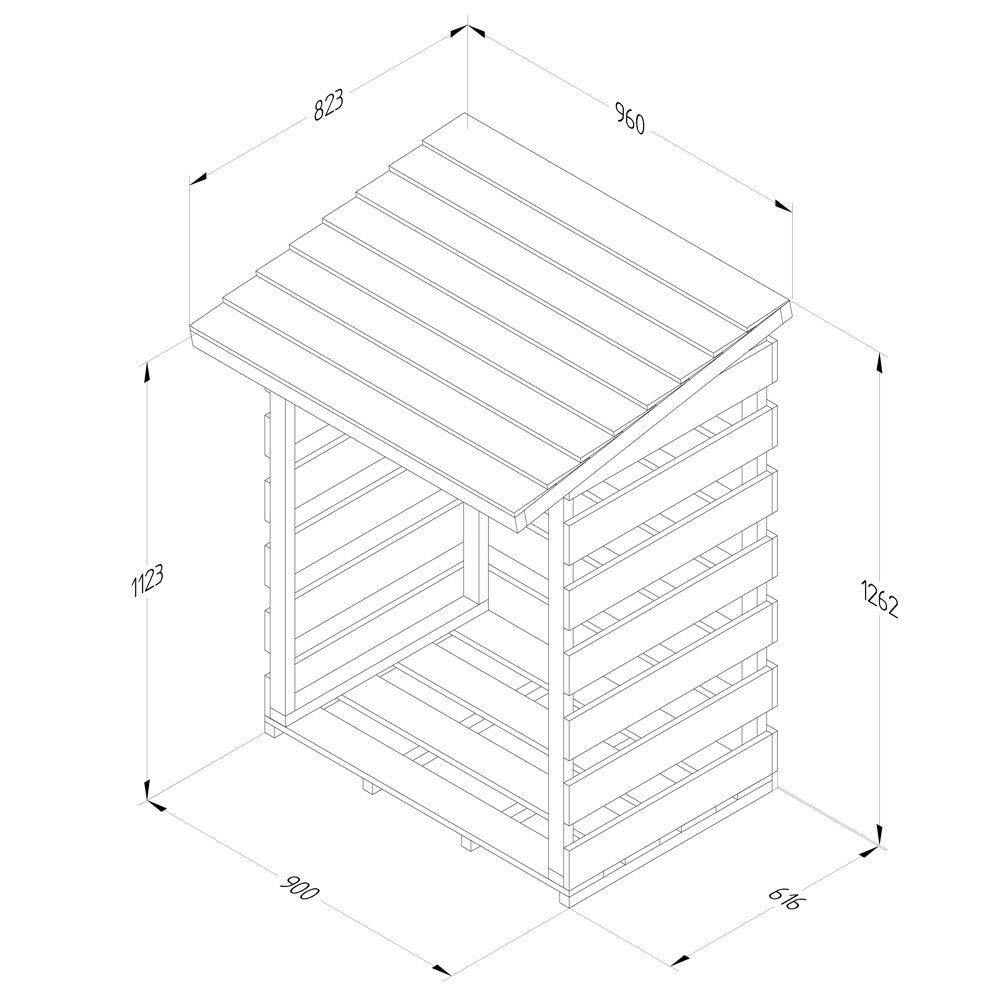 Forest 3x3 Compact Pent Log Store - elbec garden buildings