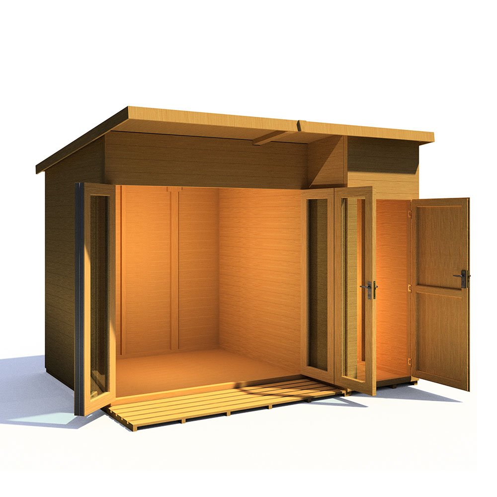 Shire Aster Summerhouse with Side Storage 10x8 - elbec garden buildings