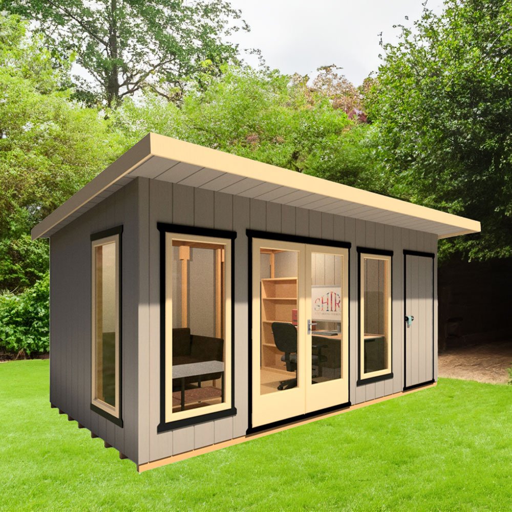 Shire 16x8 Cali Garden Office with Side Storage - elbec garden buildings